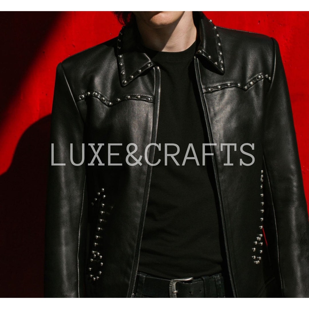 Men's Black Solid Fancy Leather Jacket, Men's Black Partywear Leather ...