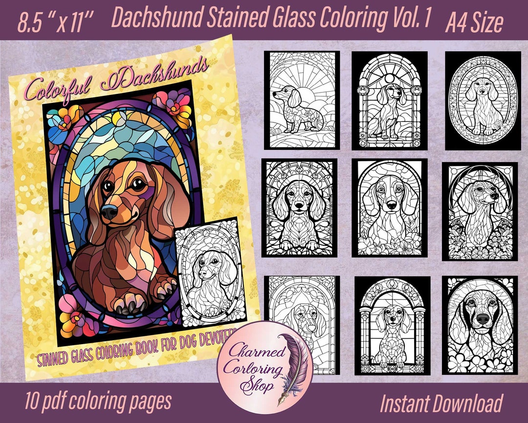 Dachshund Serenade: Stained Glass Coloring Pages, for Dog Devotees 10 ...