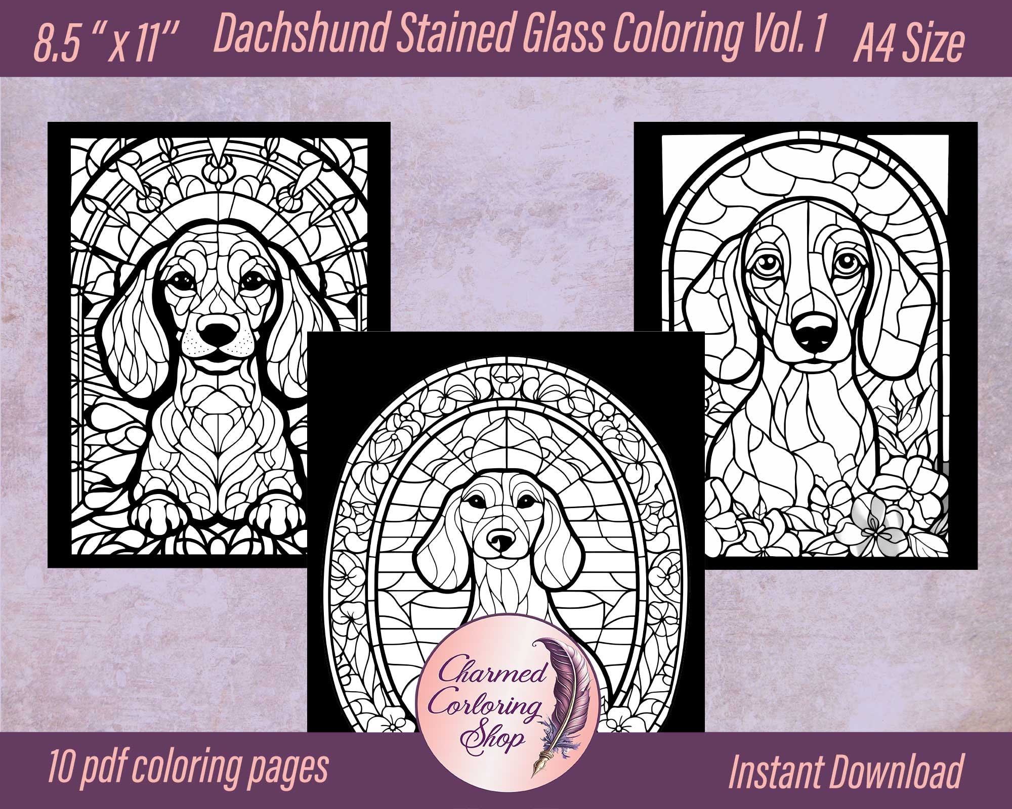 Dachshund Serenade: Stained Glass Coloring Pages, for Dog Devotees 10 ...