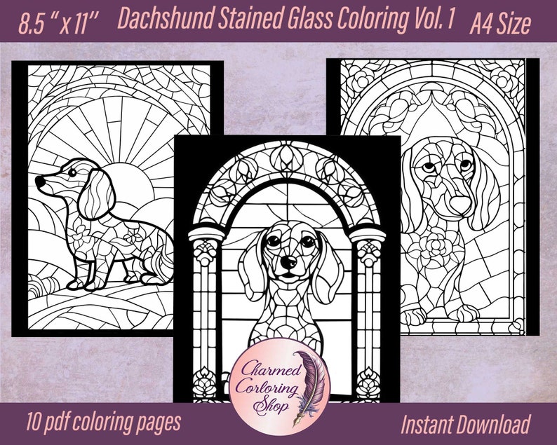 Dachshund Serenade: Stained Glass Coloring Pages, for Dog Devotees 10 ...