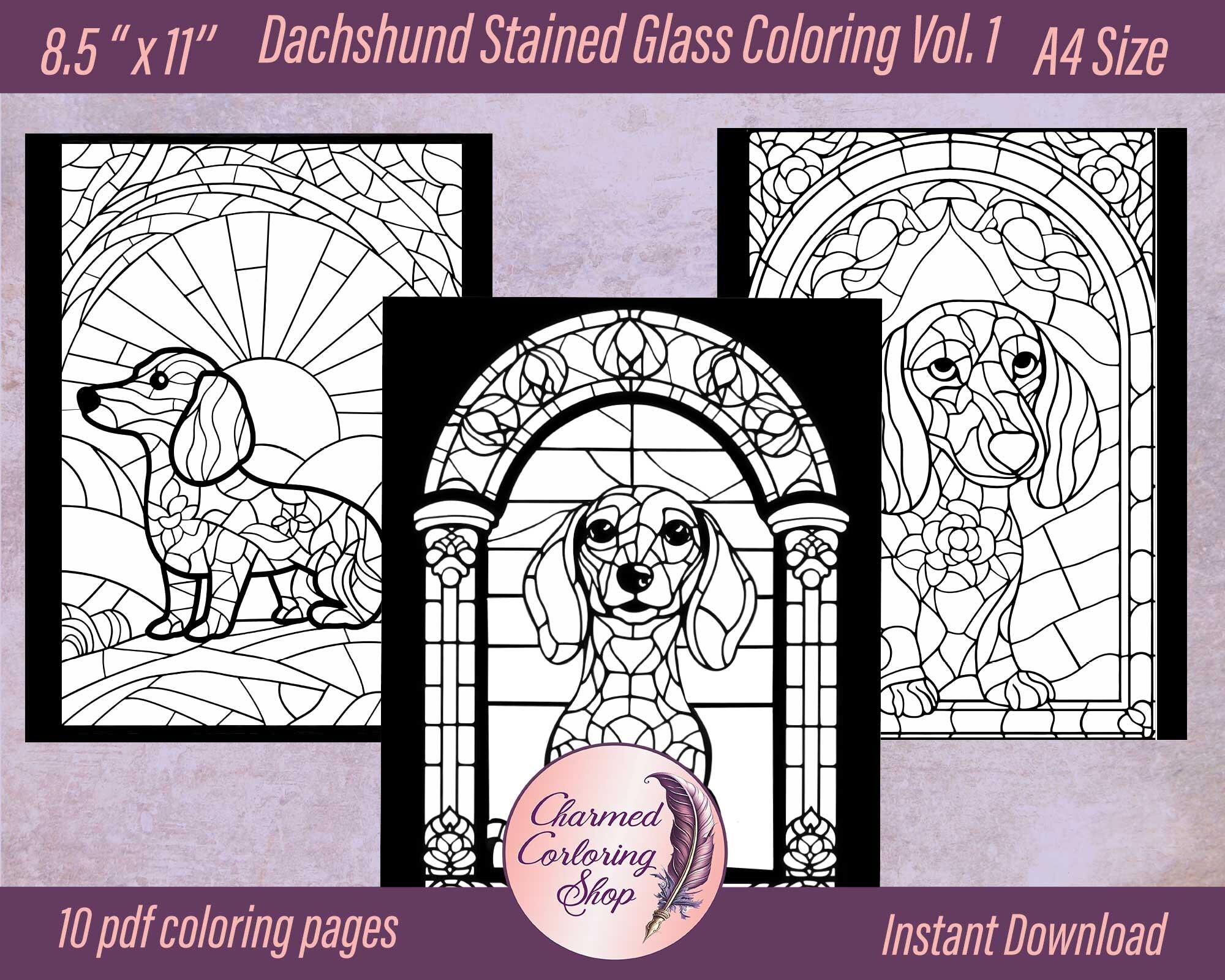 Dachshund Serenade: Stained Glass Coloring Pages, for Dog Devotees 10 ...