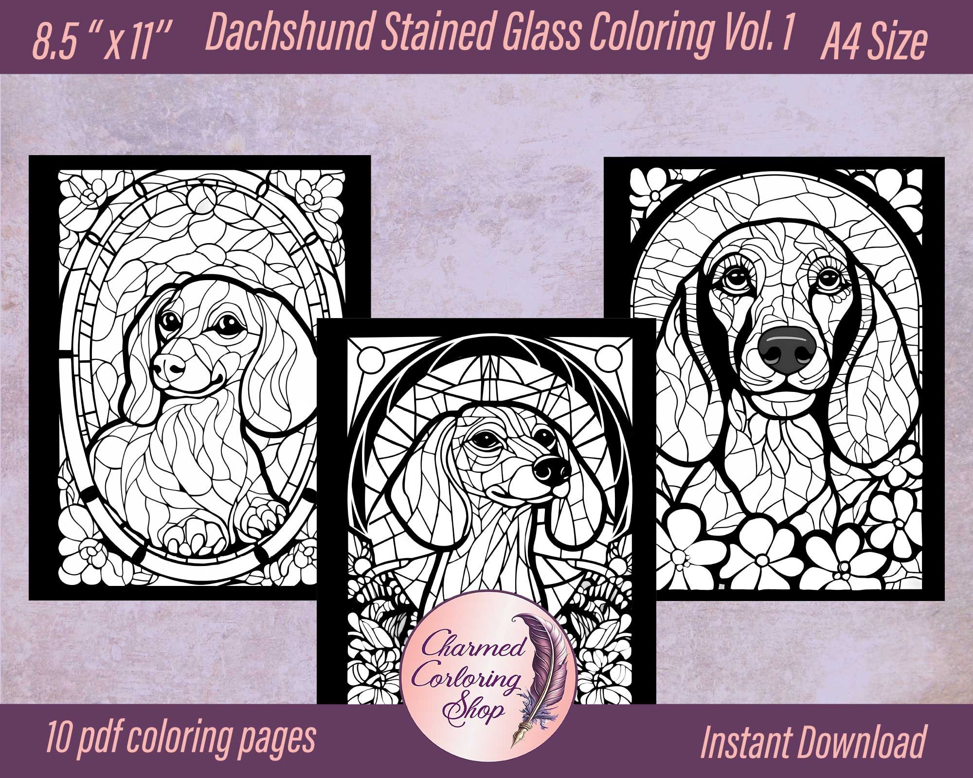 Dachshund Serenade: Stained Glass Coloring Pages, for Dog Devotees 10 ...