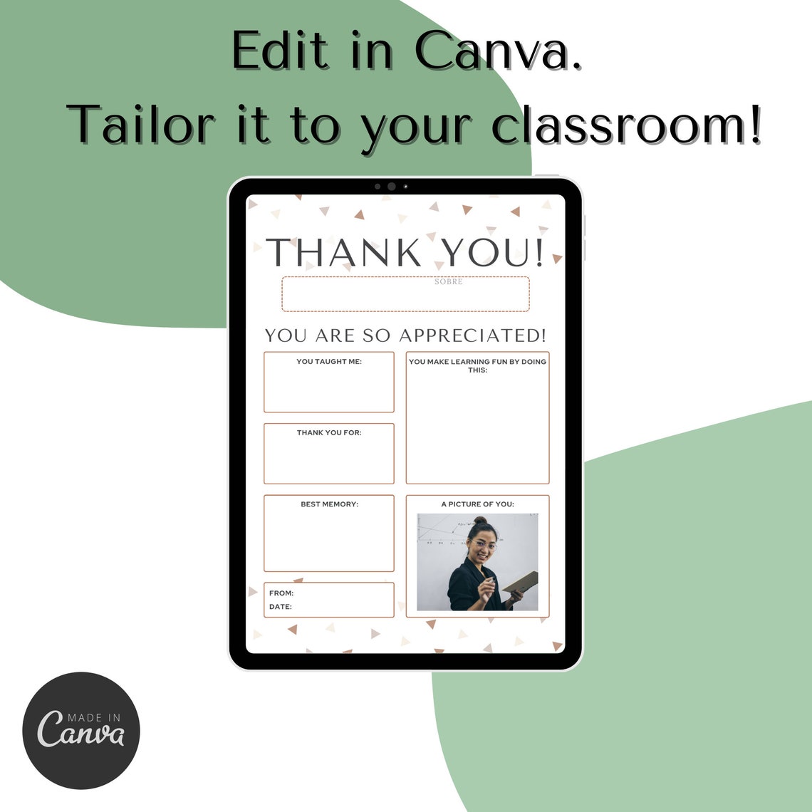 Teacher Appreciation Templates | Set of 5 Editable Canva Templates ...