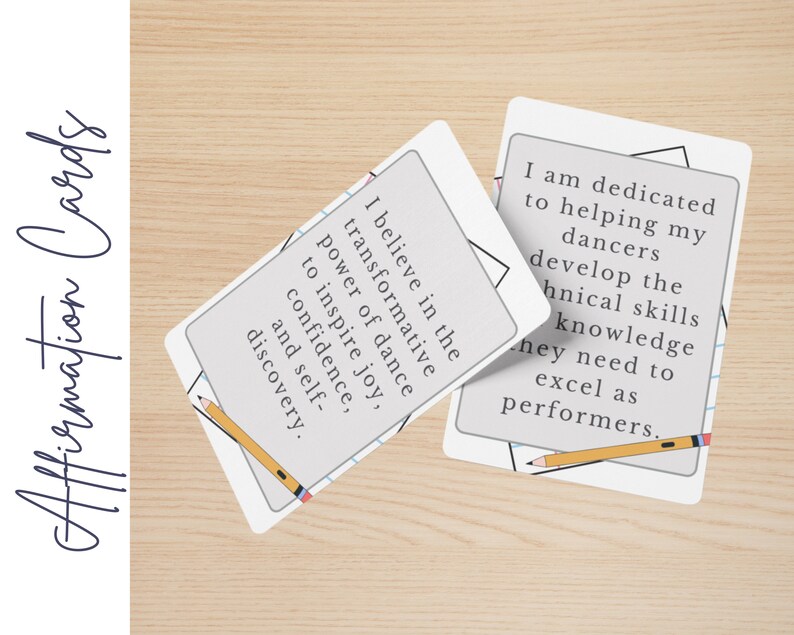Dance Teacher Affirmation Cards, Printable PDF Cards and Box, Positive Affirmations, 2.5x3.5 in ...