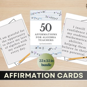 Algebra Teacher Affirmation Cards - Printable PDF for Teacher ...