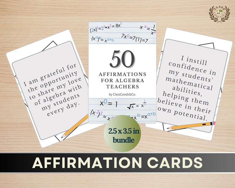 Algebra Teacher Affirmation Cards - Printable PDF for Teacher ...