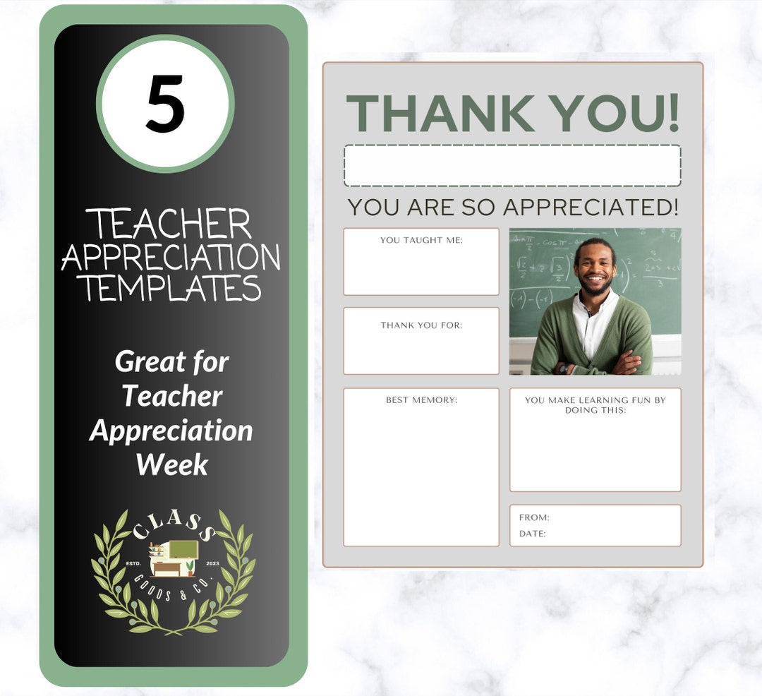 Teacher Appreciation Templates | Set of 5 Editable Canva Templates ...