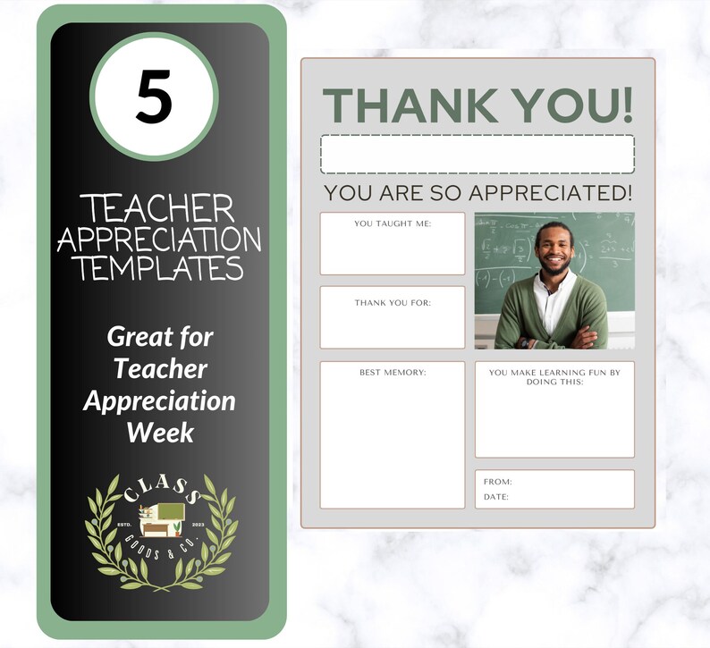 Teacher Appreciation Templates | Set of 5 Editable Canva Templates ...
