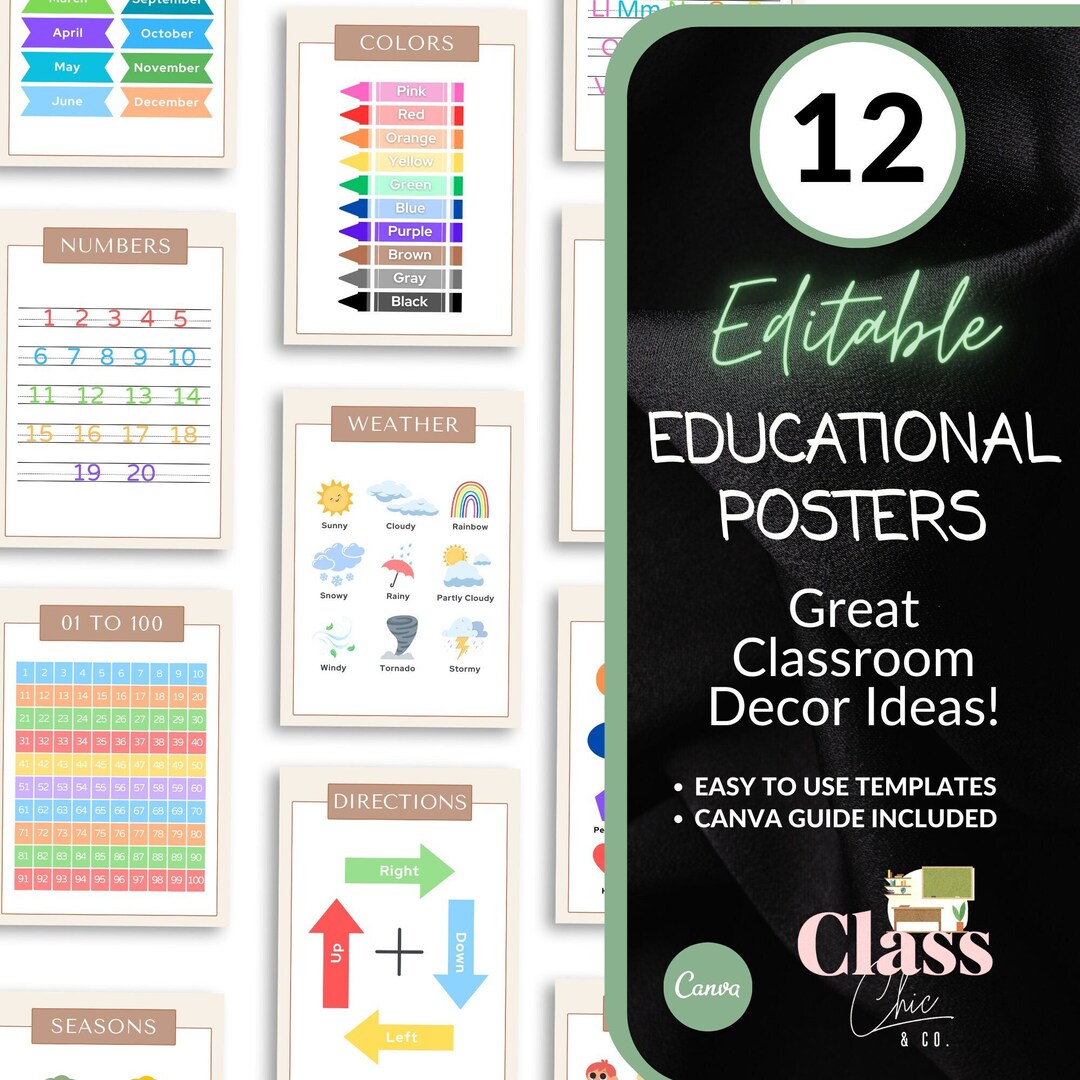 Educational Posters for the Classroom Set of 12 Printable - Etsy