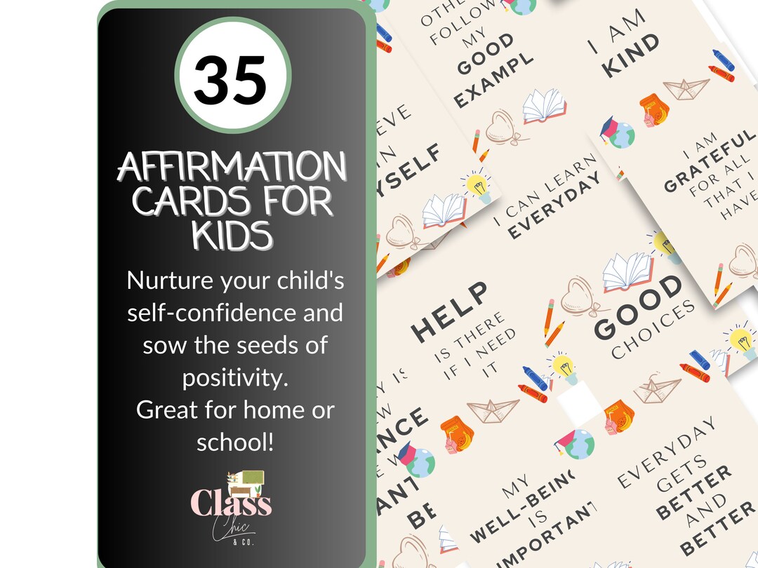 Affirmation Cards for Students | Set of 35 Printable PDF Cards | Growth ...