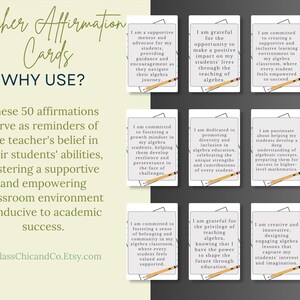 Algebra Teacher Affirmation Cards - Printable PDF for Teacher ...