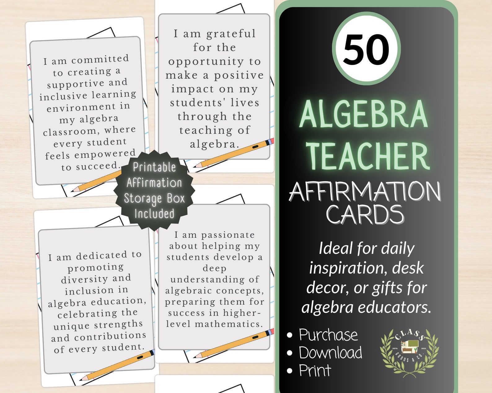 Algebra Teacher Affirmation Cards Printable PDF for Teacher ...