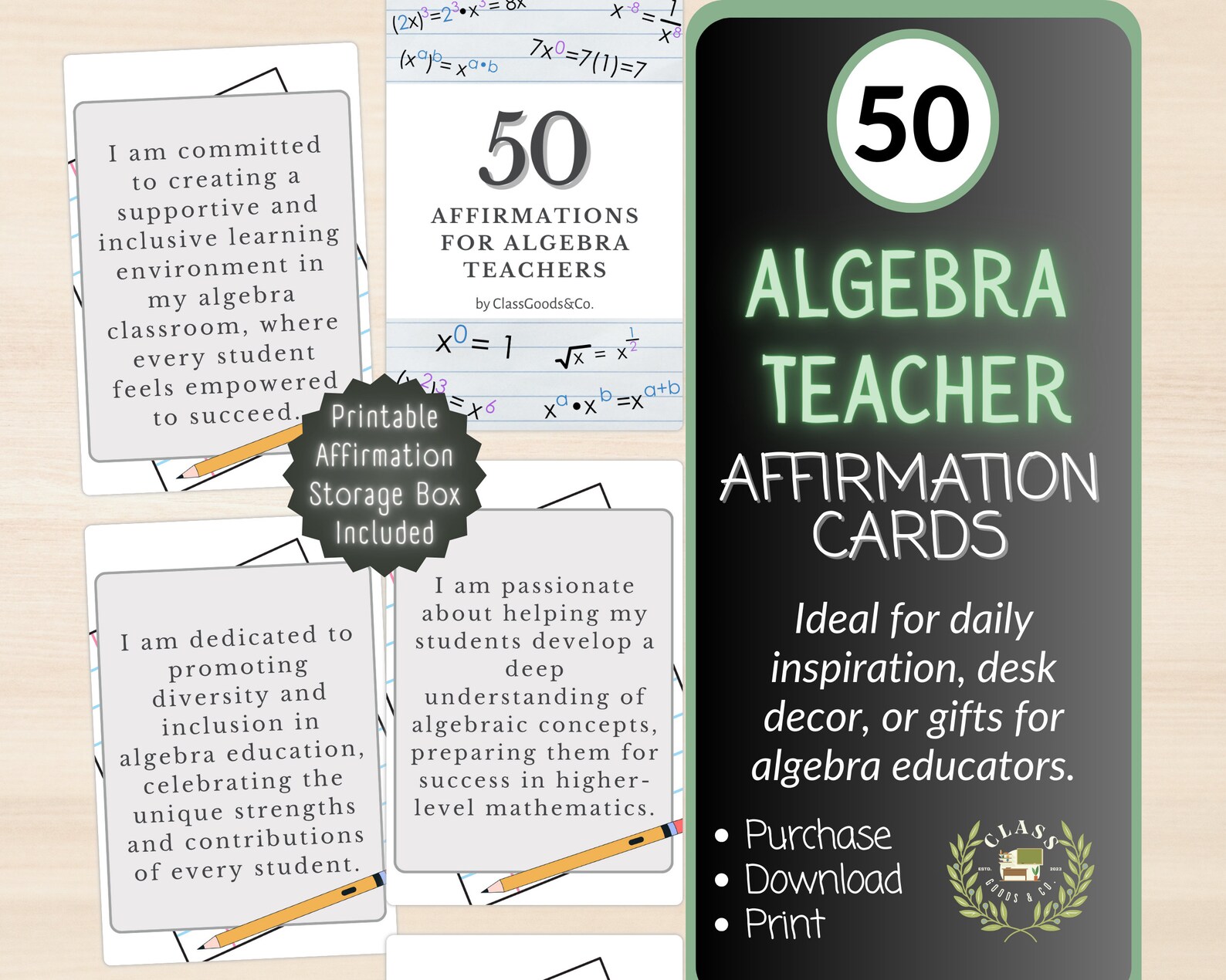 Algebra Teacher Affirmation Cards - Printable PDF for Teacher ...