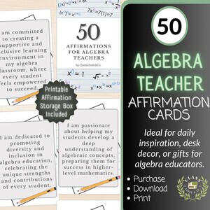 Algebra Teacher Affirmation Cards - Printable PDF for Teacher ...