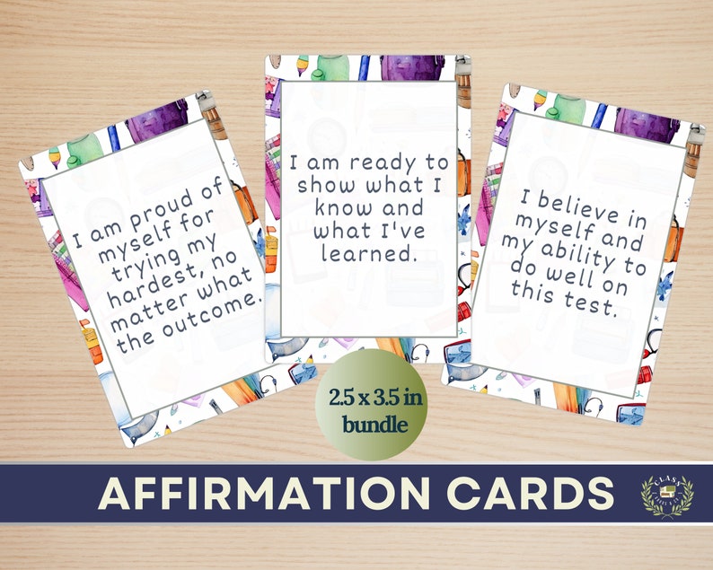 Encouraging Test Day Affirmation Cards for Students, Positive Printable ...