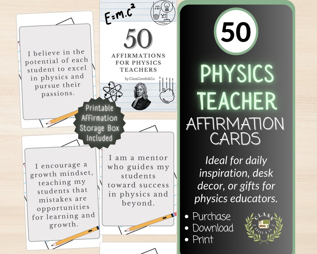 Physics Teacher Affirmation Cards - Printable PDF for Teacher ...