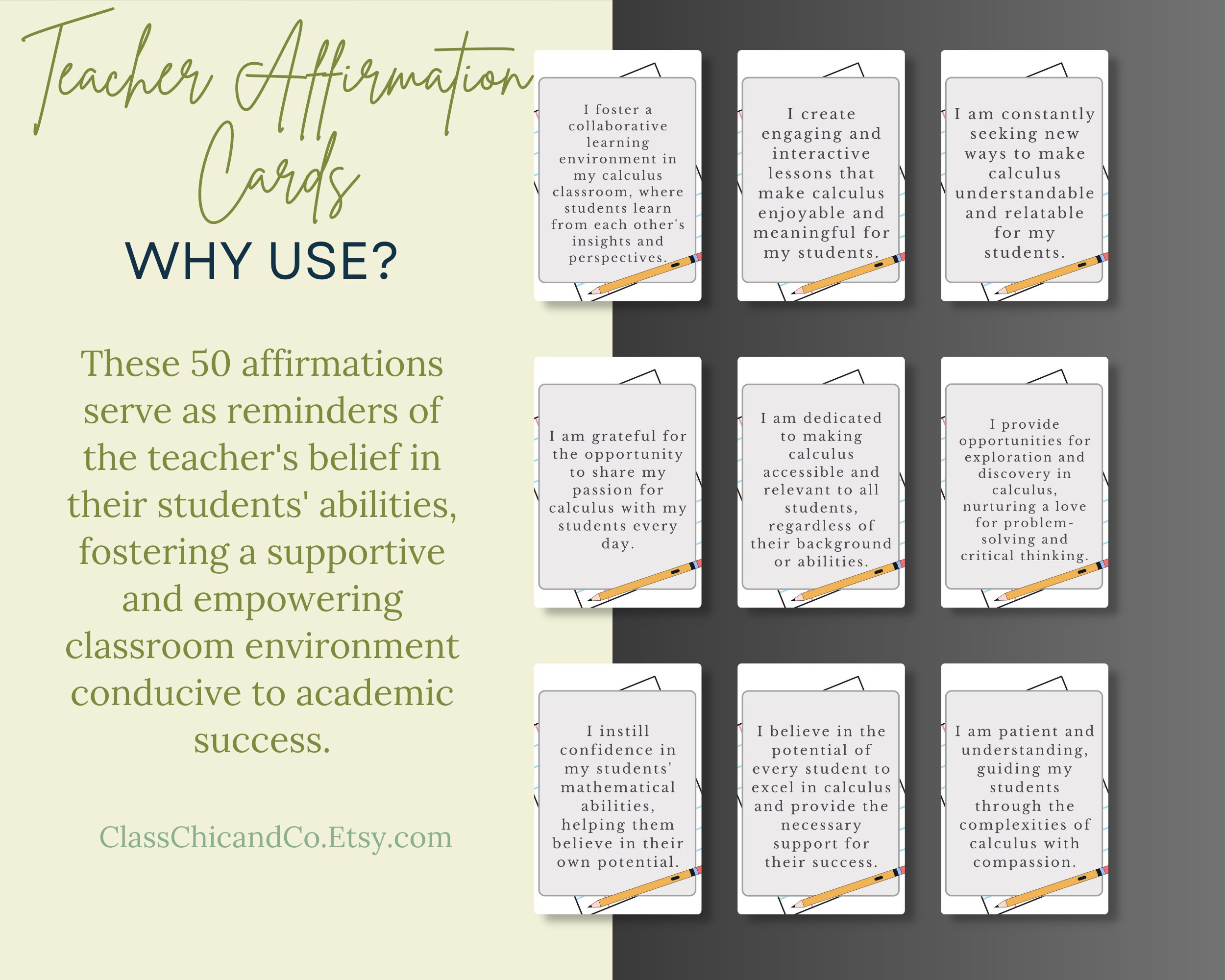 Calculus Teacher Affirmation Cards - Printable PDF for Teacher ...