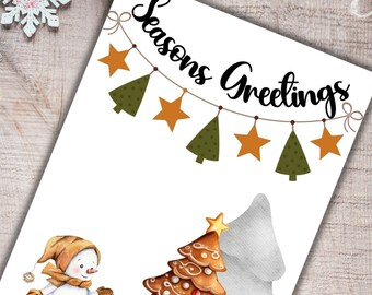Printable Card, Christmas Greeting Card, Festive Season Card, Digital ...