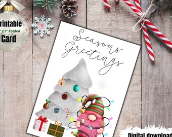 Printable Card, Christmas Greeting Card, Festive Season Card, Digital ...