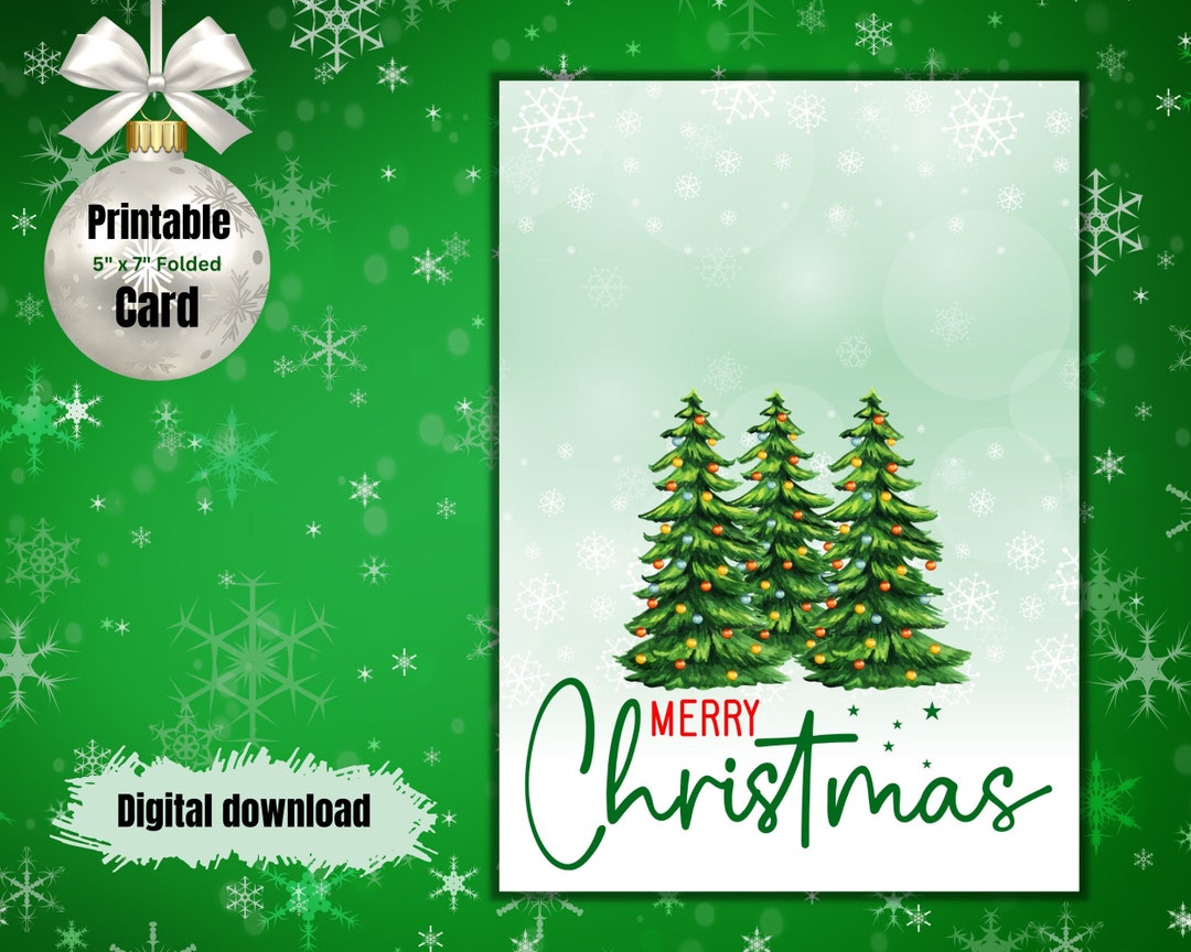 Printable Card, Christmas Greeting Card, Festive Season Card, Digital ...