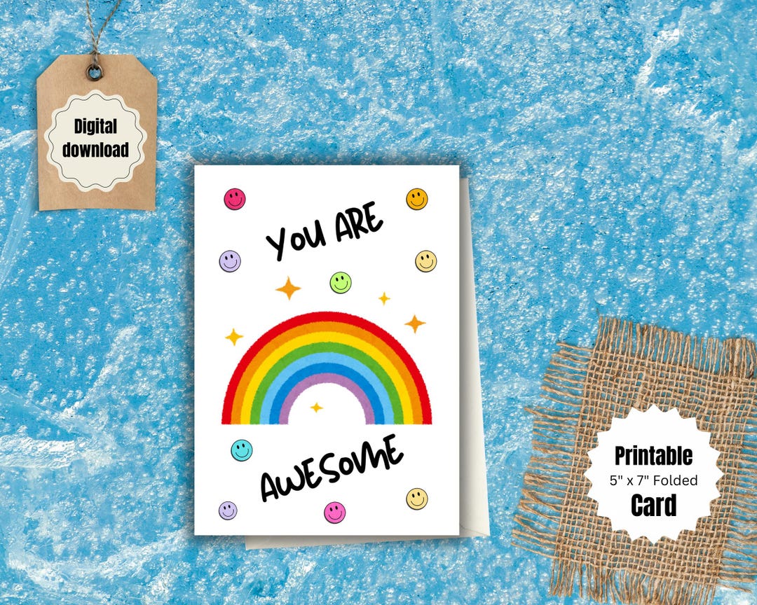 Printable Card, You Are Awesome Greeting Card, All Occassions Card ...