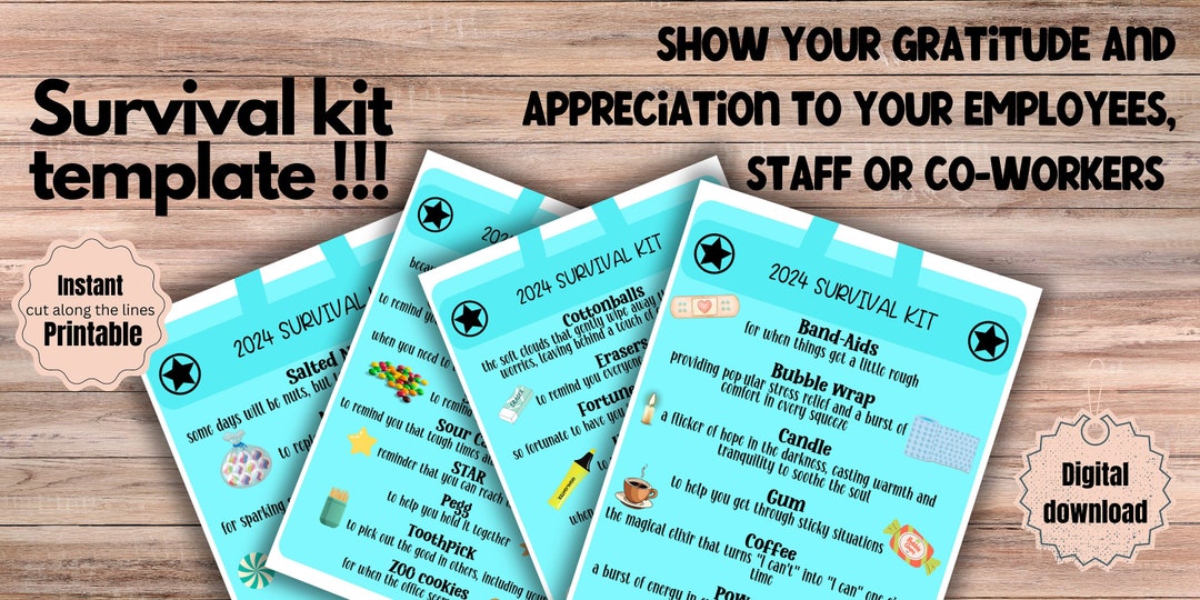 PRINTABLE Survival Kit TEMPLATE| Instant Download | Staff Appreciation ...