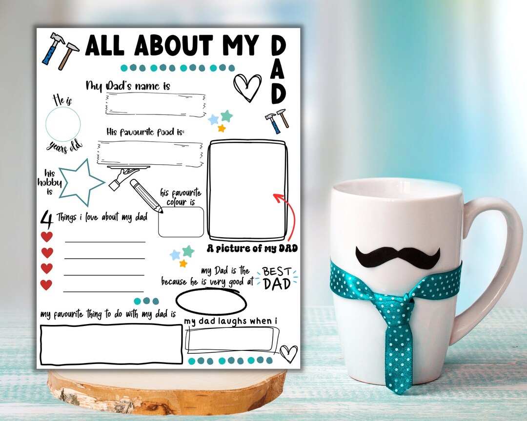 All About My Dad Activity Page Fathers Day Questionnaire Printable