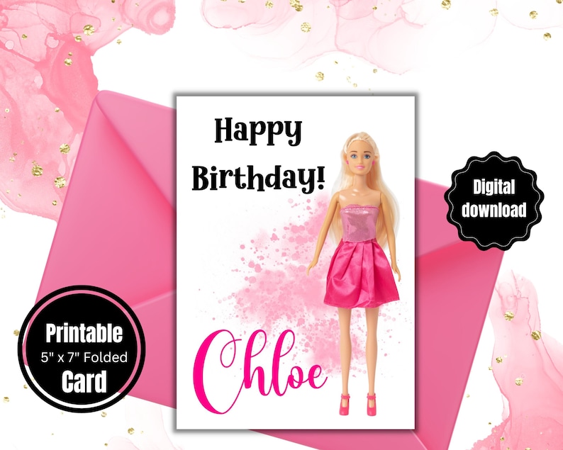 Printable Birthday Card, Chloe, Happy Birthday Greeting Card, Digital ...