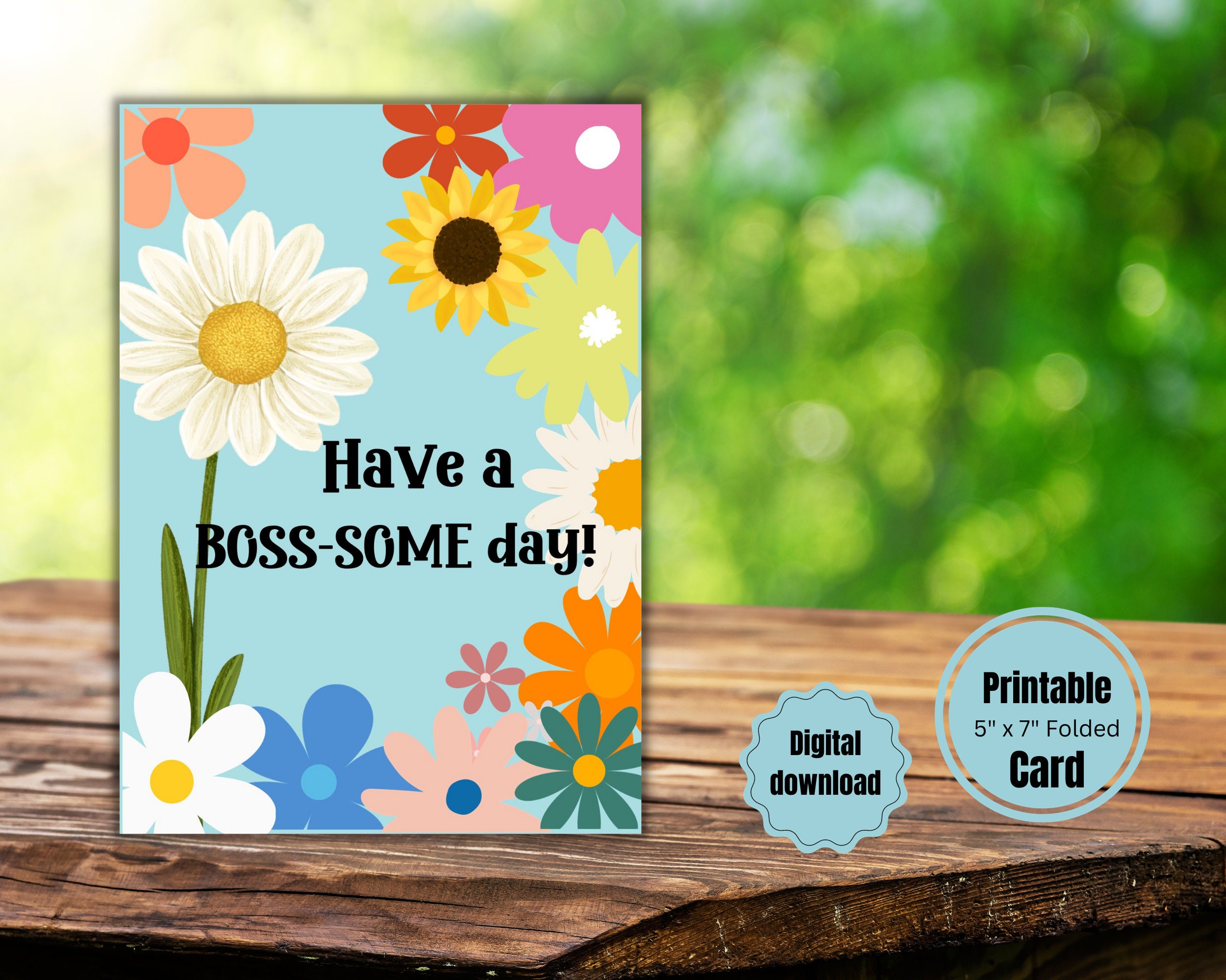 Happy Bosses Day Card, Encouragement Greeting Card, Flowers Card ...
