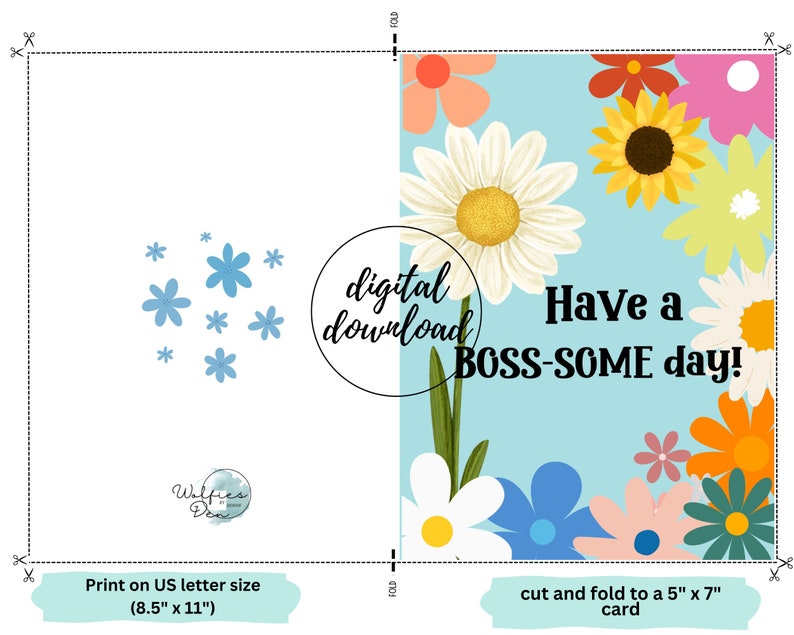 Happy Bosses Day Card, Encouragement Greeting Card, Flowers Card ...