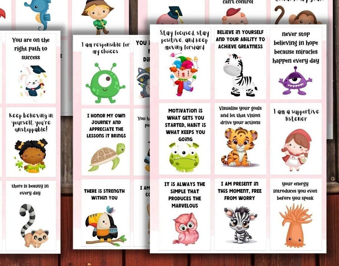 Printable Affirmation Cards for Kids, 54 Motivational Cards, Daily ...