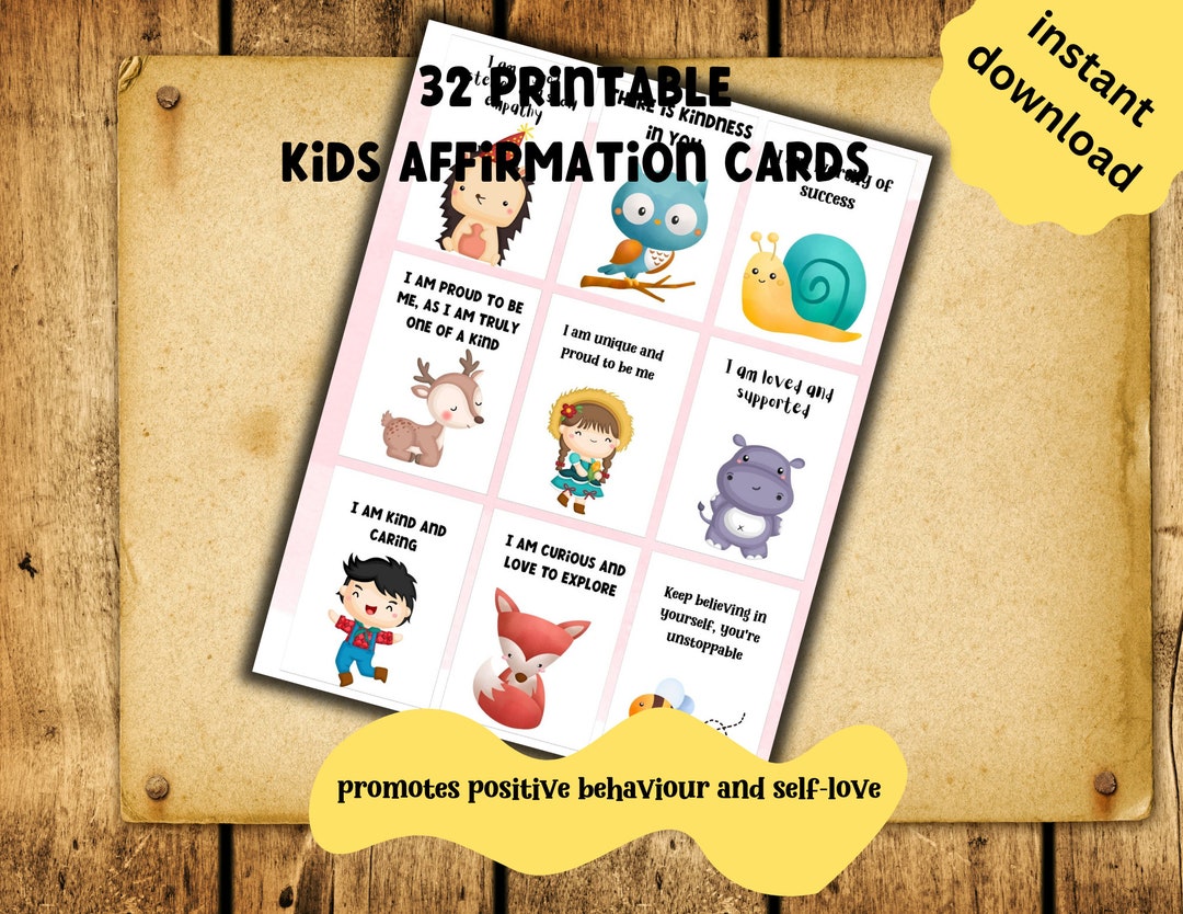Printable Affirmation Cards for Kids, Motivational Cards, Positivity ...