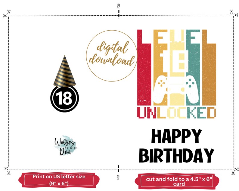 Printable 18th Birthday Card, Happy Birthday, Instant Download, Happy ...