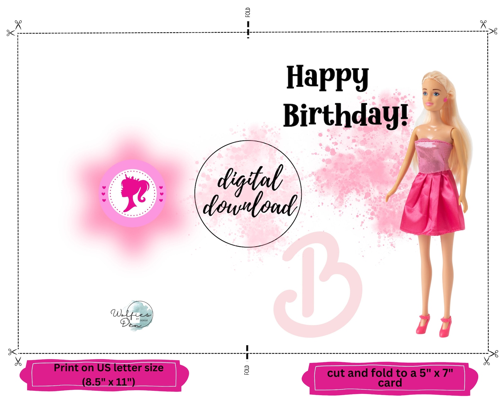 Printable Birthday Card, Barbie, Happy Birthday Greeting Card, Digital ...