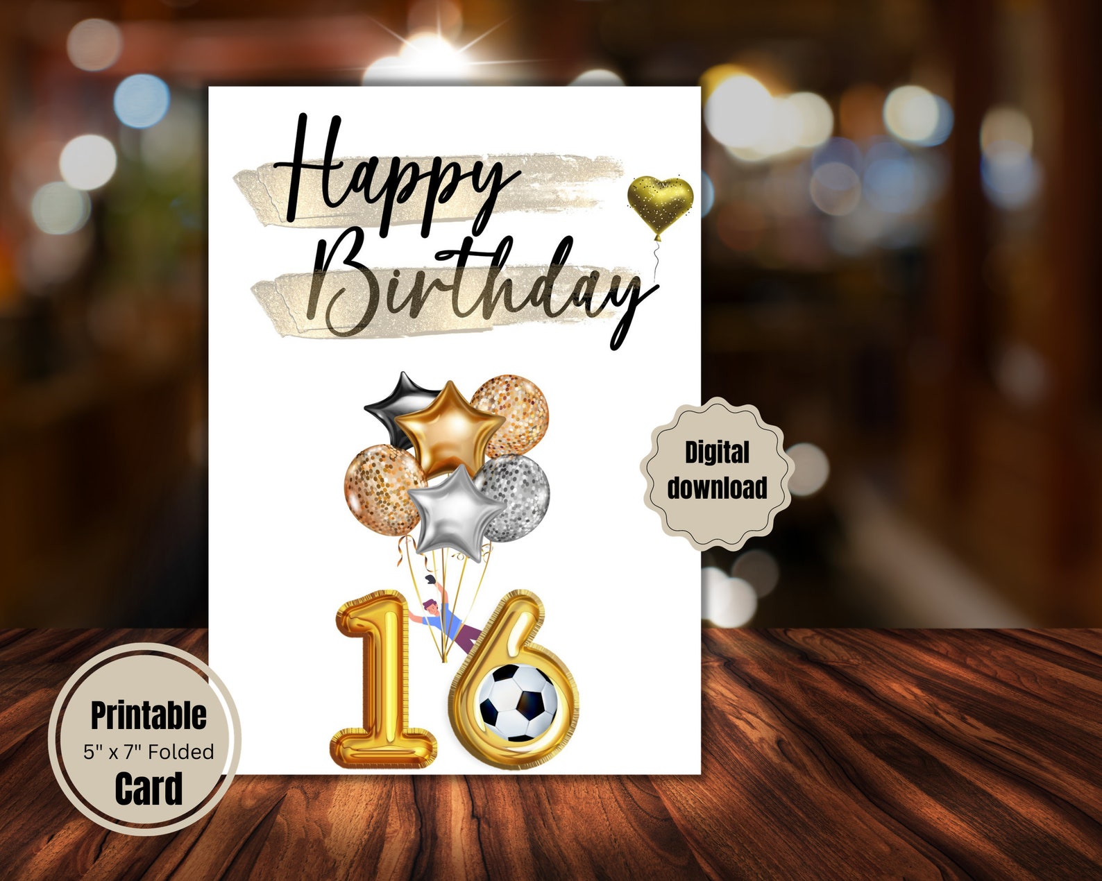 Printable Birthday Card, Happy 16th Birthday Greeting Card, Birthday ...
