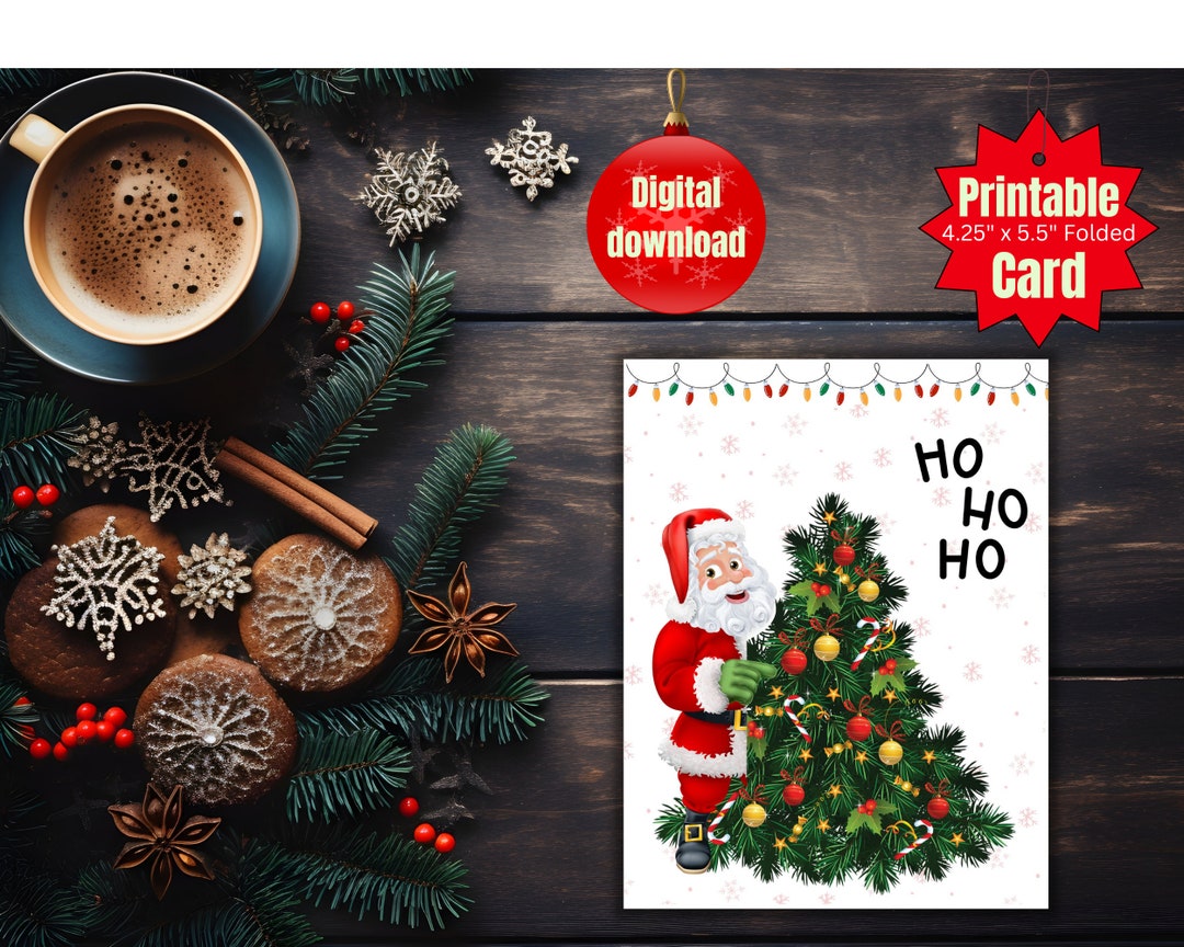 Printable Card, Christmas Greeting Card, Festive Season Card, Digital ...