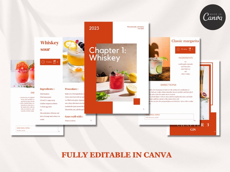 Cocktail Recipe Book Template, Recipe Book Template, Recipe Printables ...