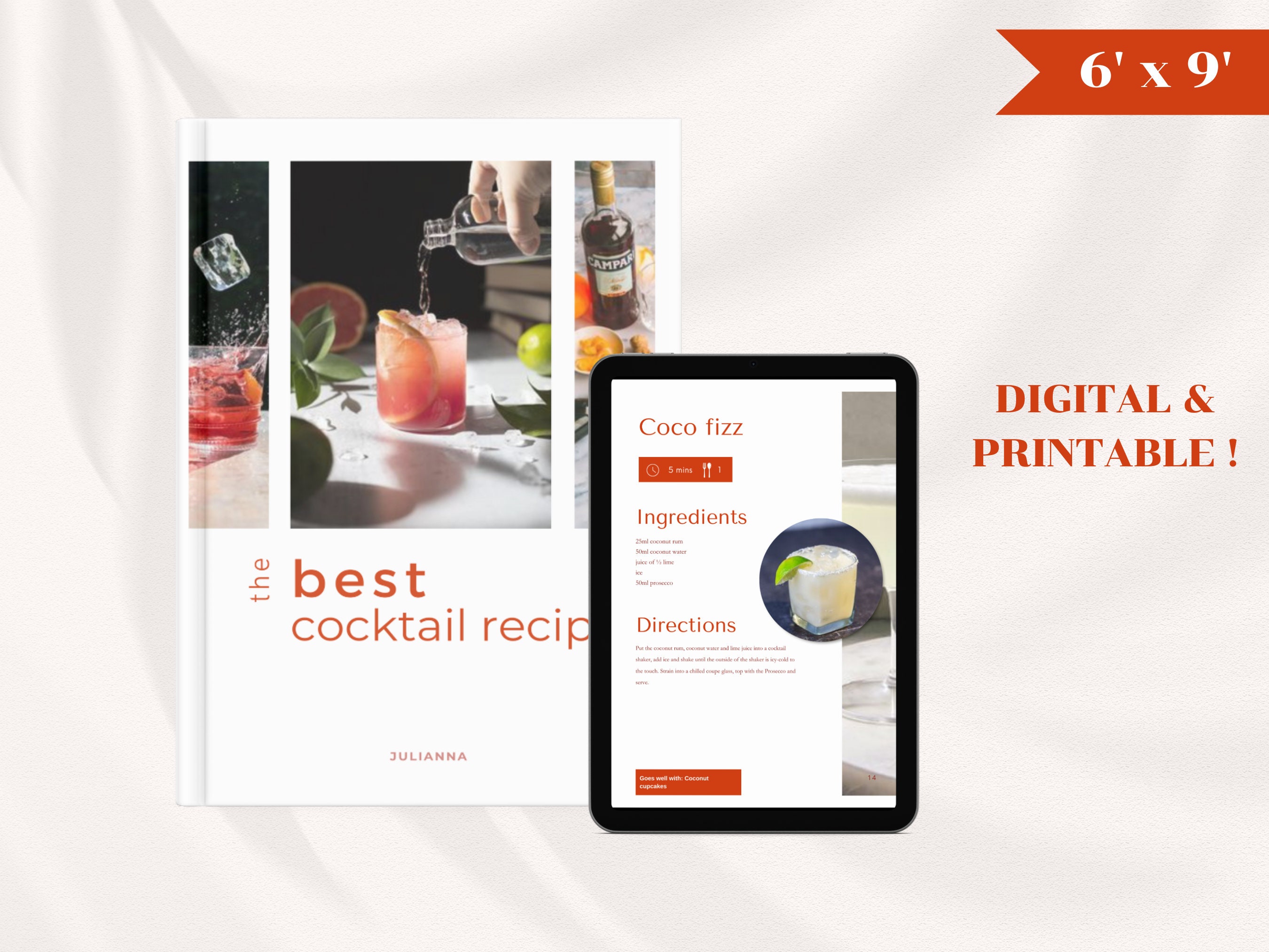 Cocktail Recipe Book Template, Recipe Book Template, Recipe Printables ...