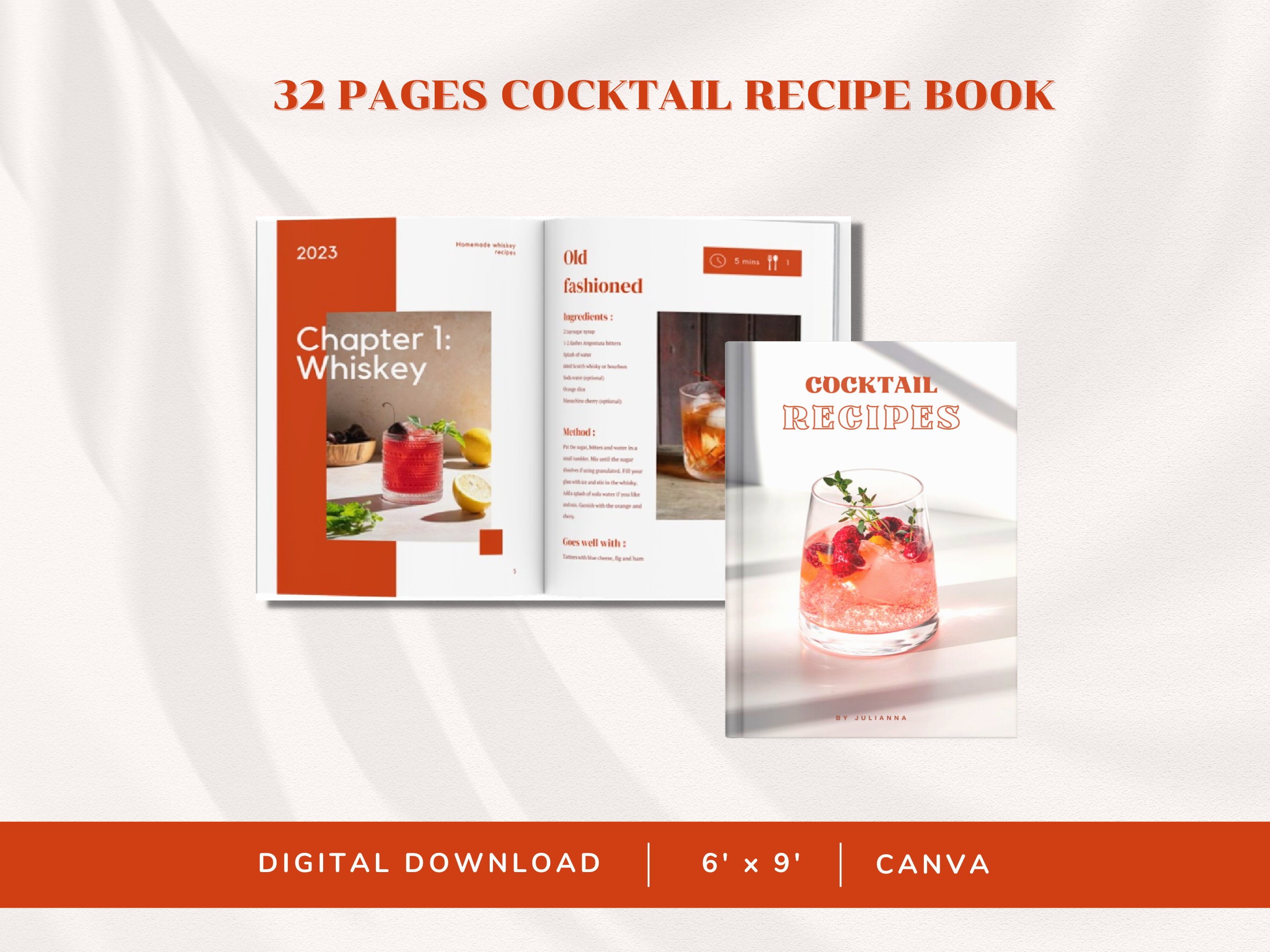 Cocktail Recipe Book Template, Recipe Book Template, Recipe Printables ...