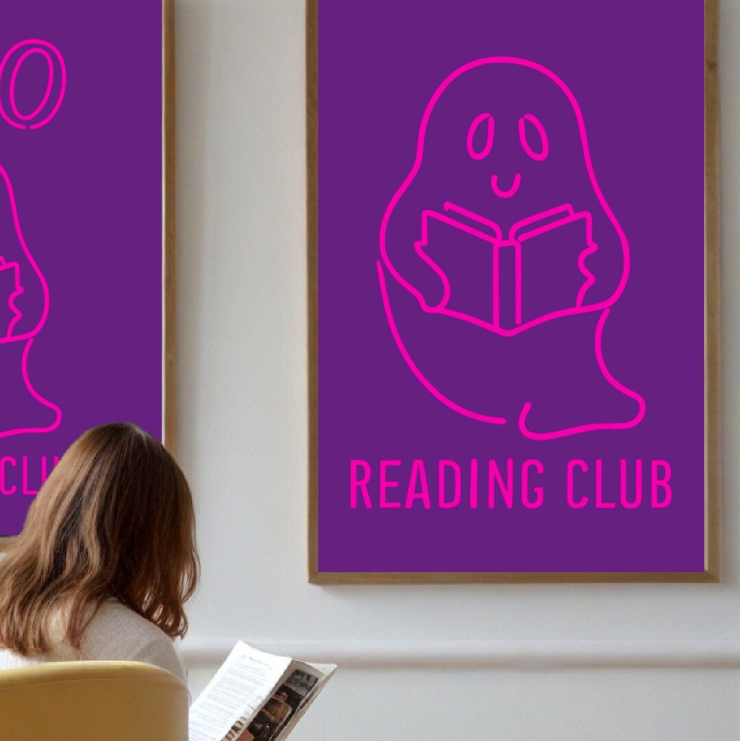 Ghosts Reading Neon Sign SVG, Digital Spooky Boo Reading Sign, Poster ...