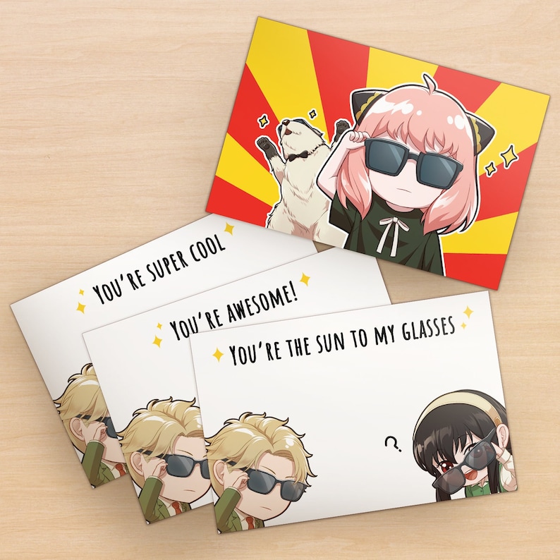 Chibi Spy X Family Reversible Postcard, Cute Funny Anime Postcard, Anya ...
