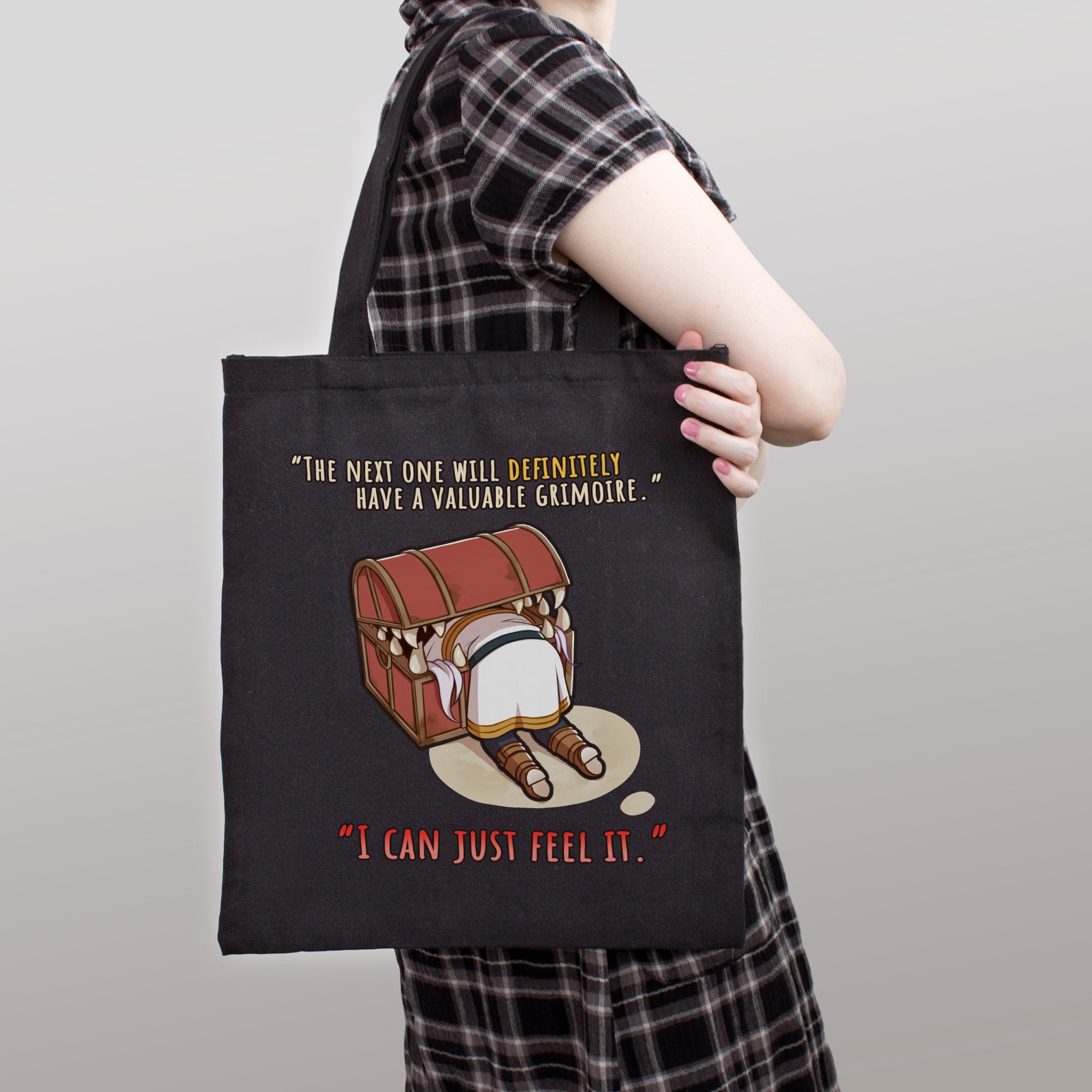 Frieren X Mimic Tote Bag, Anime Tote, Cute Bag, Tote Bag With Text ...