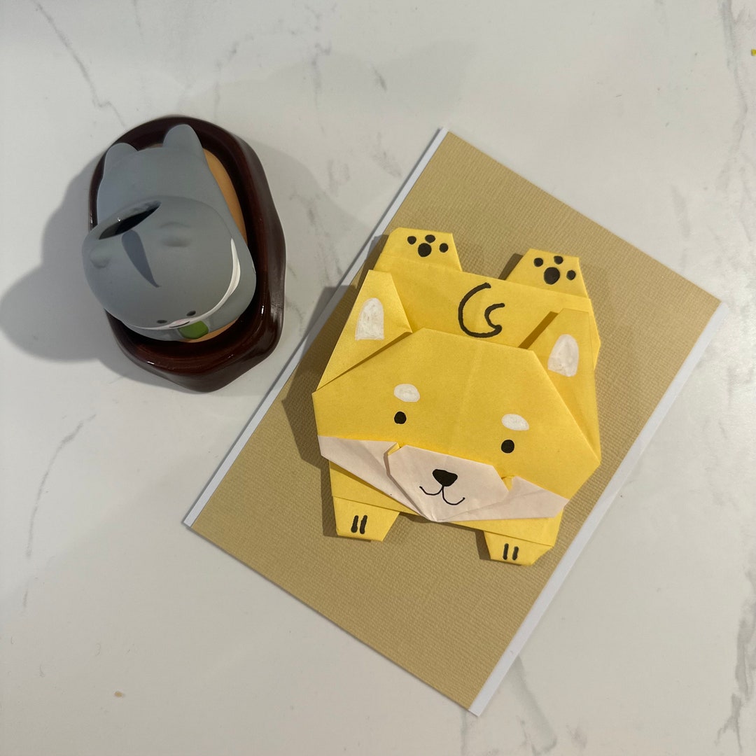 Shiba Inu Paper Origami Greeting Card Cute Aesthetic - Etsy