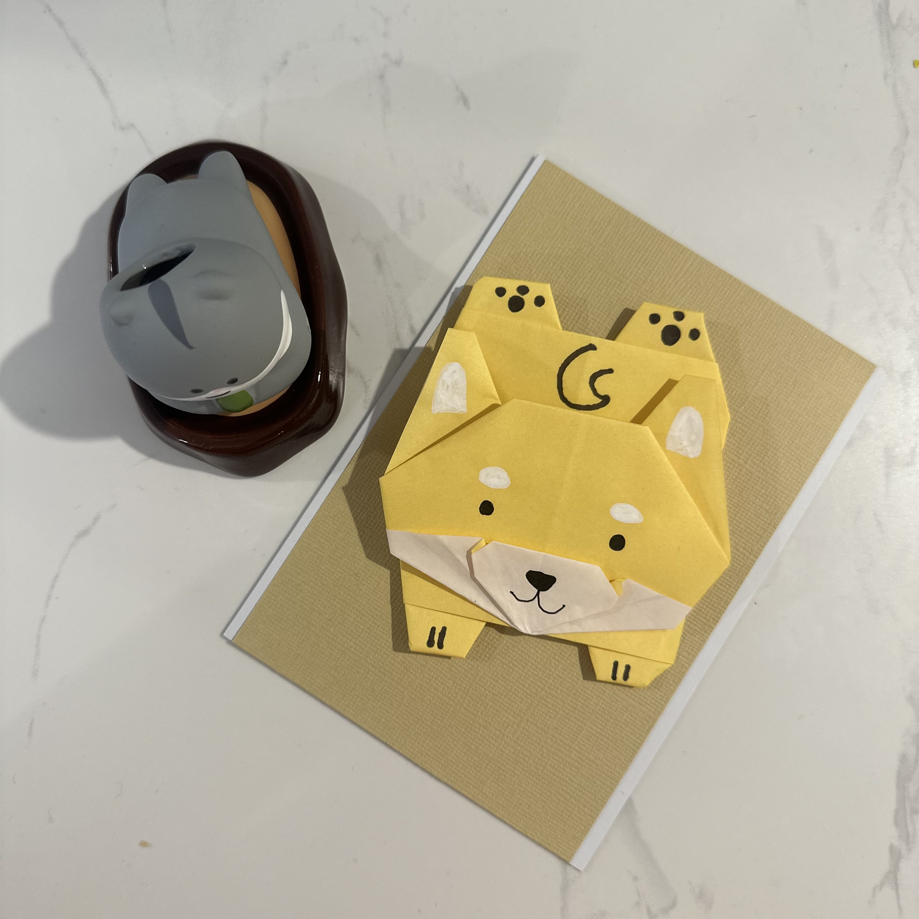 Shiba Inu Paper Origami Greeting Card Cute Aesthetic - Etsy