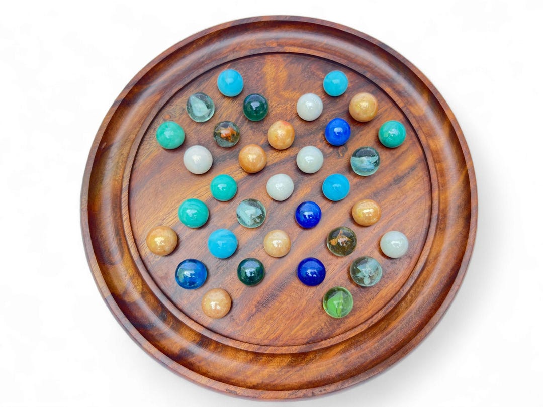 Handmade Solitaire Game Marble Board Game - Classic Board Game, Solo Noble, Brain Teaser, Mind ...