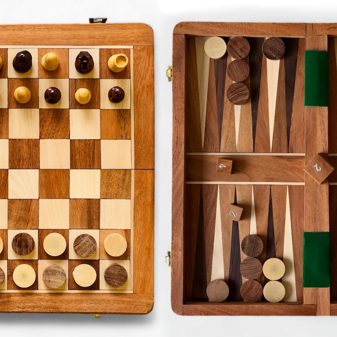 Personalized Wooden Chess, Checkers, Backgammon 3-in-1 Travel Game - Etsy
