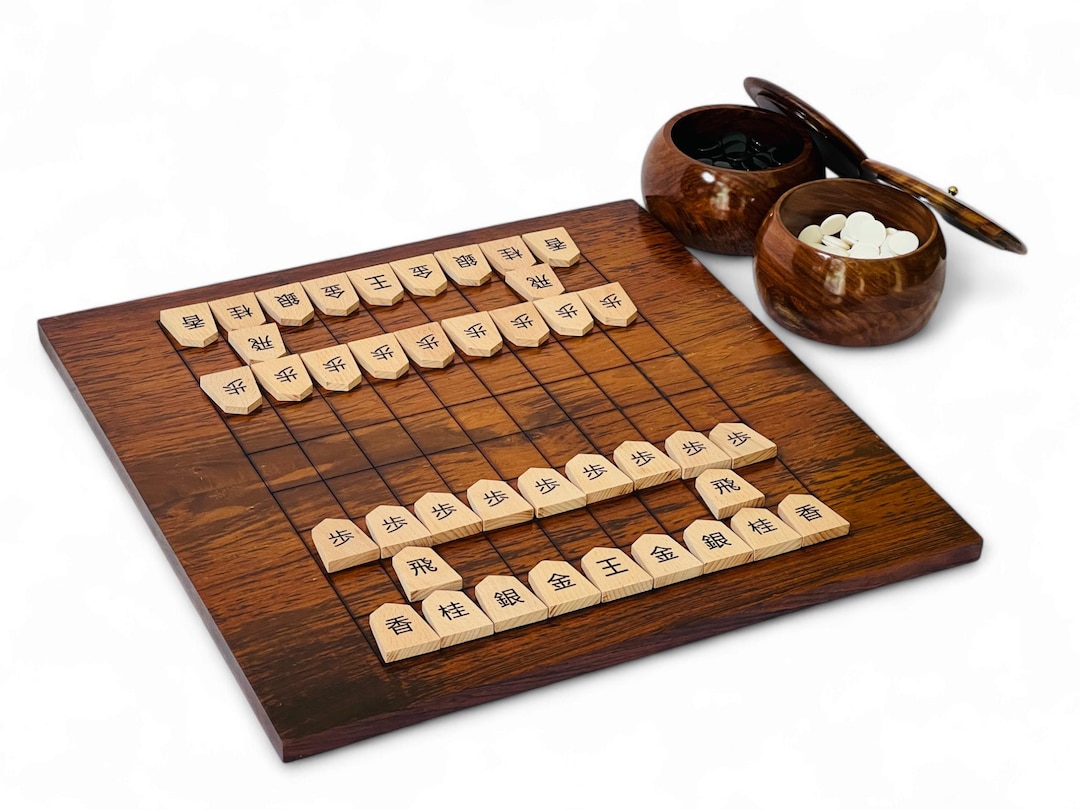 Premium Shogi & Go Game, Handmade Rosewood Reversible Board for 2 ...