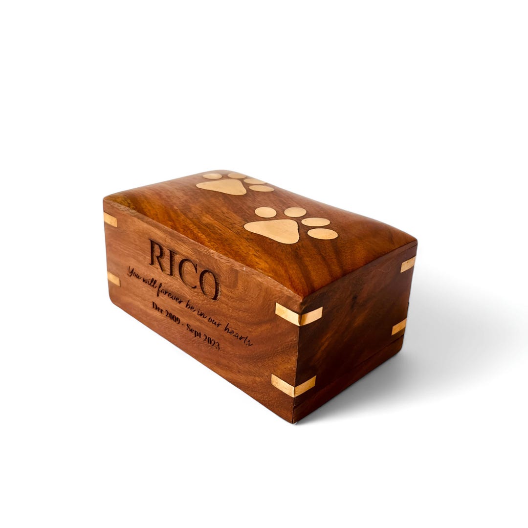 Personalized Pet Urn for Dog Ashes, Rosewood Wooden Pet Urn Box for Pet ...