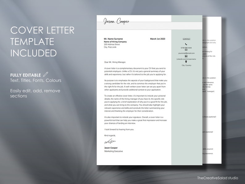 1 and 2 Page CV RESUME TEMPLATE Professional, Modern Design, Microsoft ...