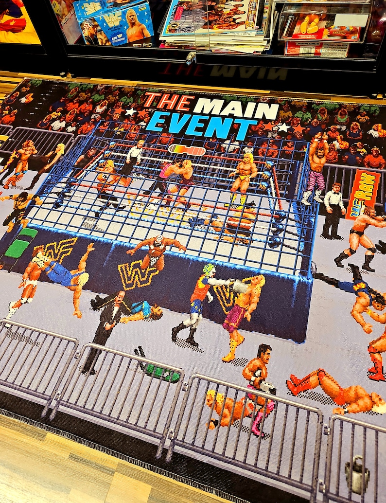 WWF Cage Royal Rumble Retro Rug Carpet Floor Mat Wrestling 16 Bit Video ...